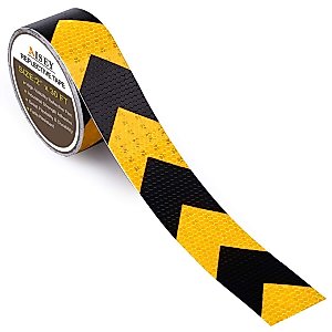 AISEY 2" X 30ft Reflective Safety Hazard Warning Tape Waterproof Yellow Black - High Intensity Reflector Tape for Outdoor Steps