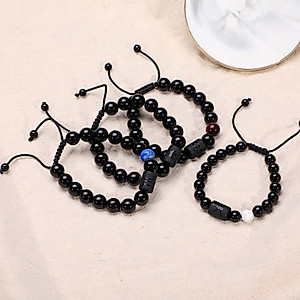 Zodiac Bracelet for Couple 8mm 10mm Natural Black Onyx Stone Star Sign Constellation Distance Friendship Prayer Blessing Bracelet Gifts Men Women Size adjustable (Men 10mm beads,Aquarius)