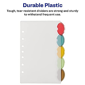 Avery Style Edge Insertable Plastic Dividers, 5.5 x 8.5 Inches, 5-Tab Set, 1 Set (11118)