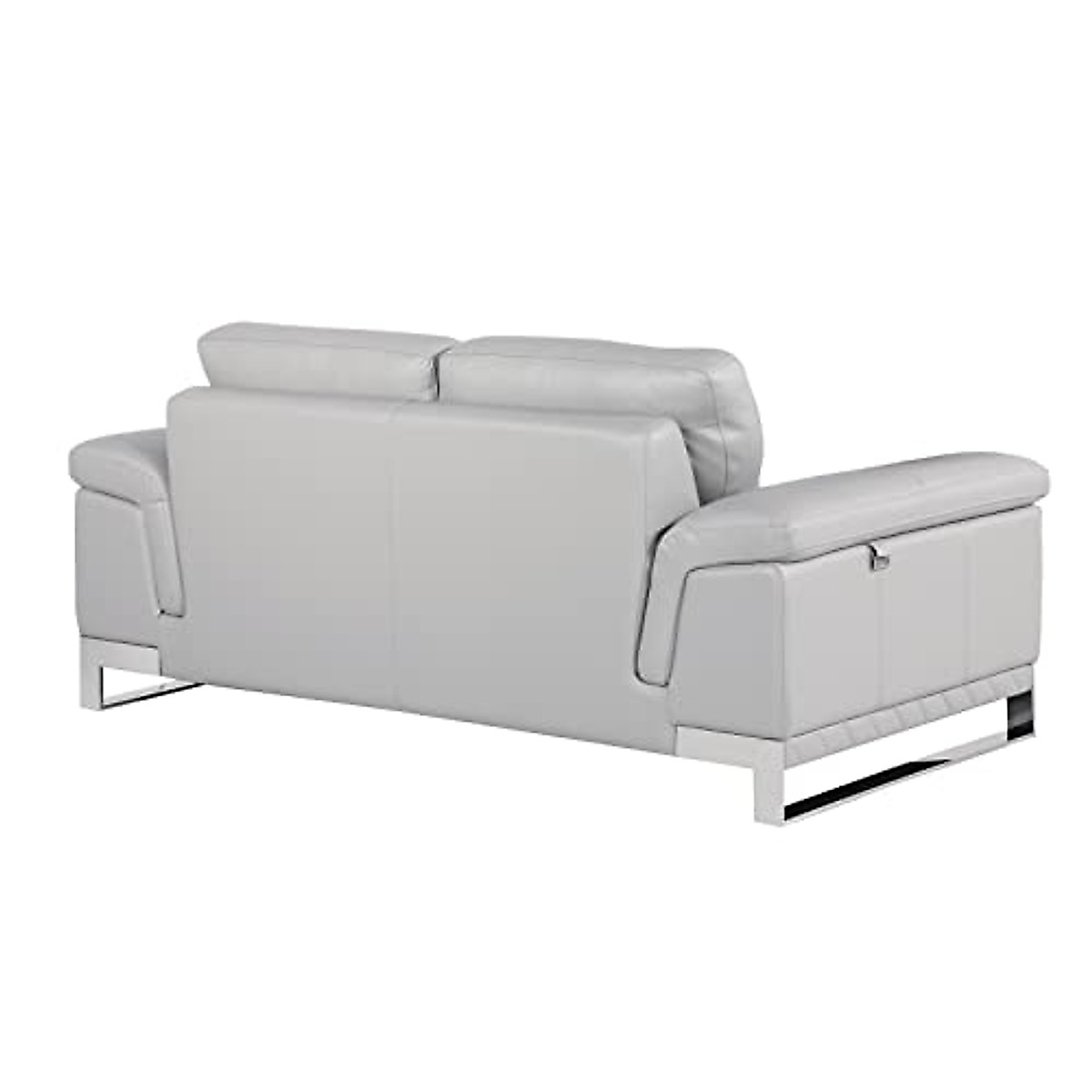 Blackjack Furniture Weston Collection Italian Leather Living Room, Den Loveseat, Light Gray