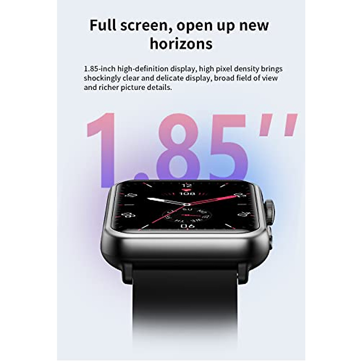 Smart Watch(Receive & Dial) 1.85" Touch Screen SmartWatch for Android and iOS Phones Compatible/65 Sports IP68 Waterproof SmartWatchs with Fitness Tracker Heart Rate/Sleep Monitor/Pedometer/Calories