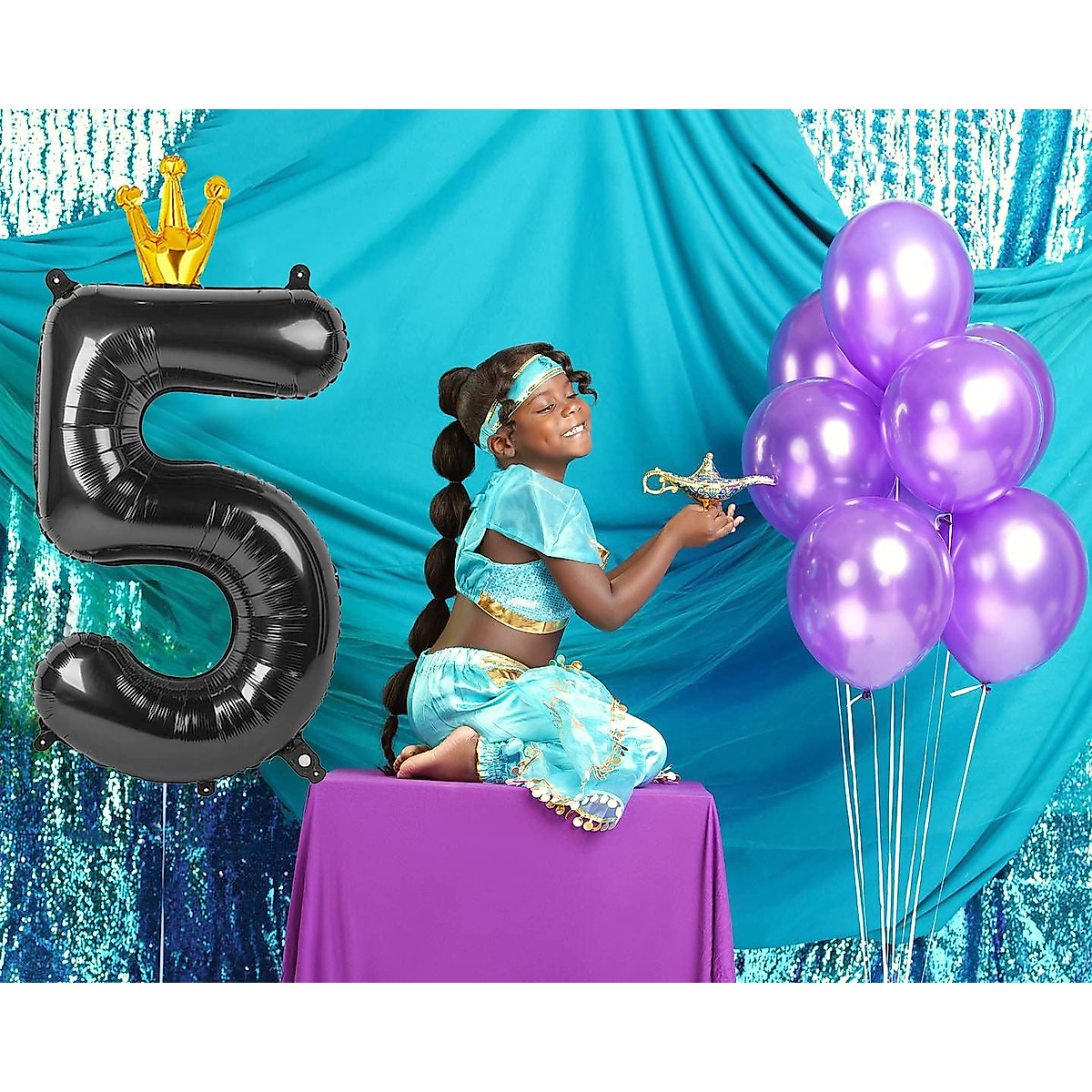 Number 7 Balloon 40 in, Black Seven Birthday Decorations, 7th Balloon Number,Wednesday Addams Party Decorations, 7 70 Year Old Balloon