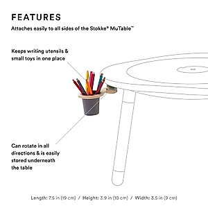 Stokke MuTable Side Toy Container - Stores Chalk, Dry Erase Markers & Small Toys - Rotates to Store Under MuTable