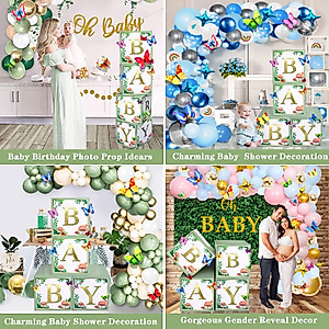 Baby Shower Decorations for Girl Sage Green Baby Block Box with Letters for Baby Shower Decor Neutral Baby Gender Reveal Decorations with 3D Butterfly