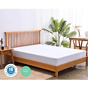 King&Twin Size Cooling Waterproof Mattress Protector Pad Bed Cover,Bamboo Terry Top Breathable Fitted Sheet Style Deep Pocket Soft Noiseless Waterproof Matressprotector Twin for Bed Kids Adults