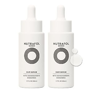 Nutrafol Women's Hair Serum, Safe for Hair Extensions and Hair Color, Supports Visibly Thicker and Stronger Hair, Vegan, Lightweight and Fast-Absorbing - 1.7 Fl Oz, Pack of 2