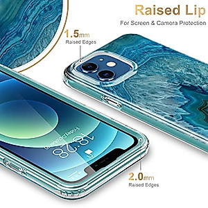 Esdot iPhone 12 Case,iPhone 12 Pro Case with Built-in Screen Protector,Rugged Cover with Fashionable Designs for Women Girls,Protective Phone Case for iPhone 12/12 Pro 6.1" Agate Stone