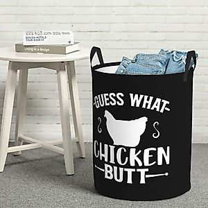 Guess Whats Chicken Butt Clothes Hamper Dirty Clothes Storage Basket Foldable with Handles Laundry Basket, for Bedroom, Bathroom Small