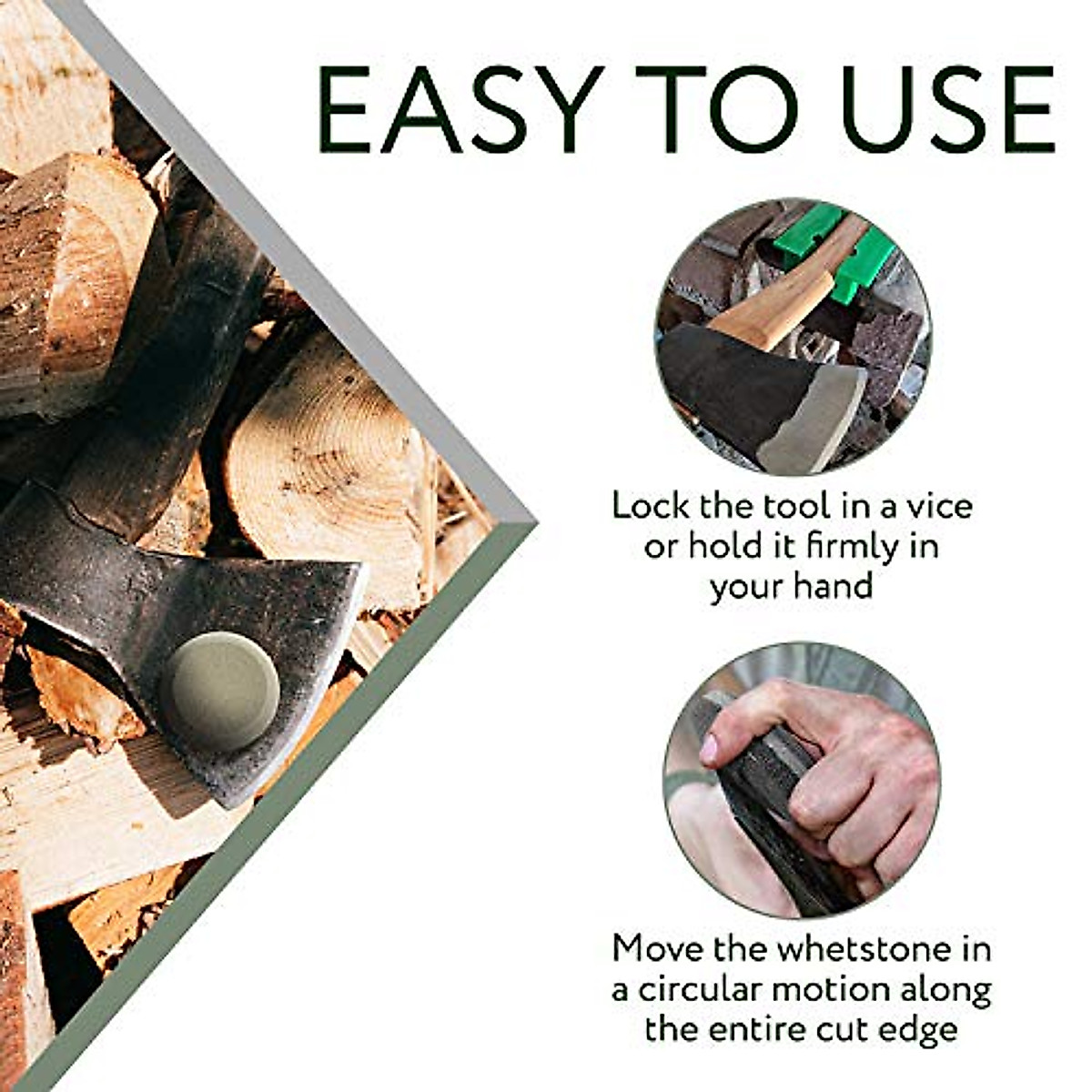 Axe Sharpening Puck and Tool Sharpener Pack of 2 280 & 120 Grit, Dual Grit Whetstone Puck Blade Sharpener for Garden Tools, Axe Sharper Disk for Sharpening Dull, Blunt or Tired Edges - Knife Sharpener