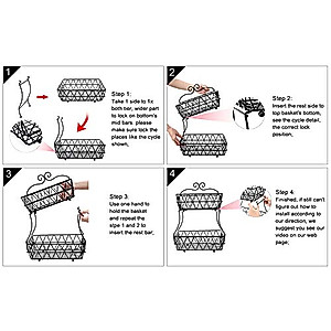 TQVAI Fruit Basket for Kitchen Counter, 2 Tier Fruit Bowl, Fruit and Vegetable Storage Stand, Screw-Free Design, Black