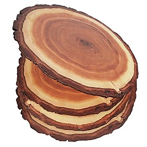 Pllieay 4 Pack 12 Inch x 5MM Artificial Thin UV Printed Round Plywood, Imitative Wood Slices Place Mats for Wedding Centerpiece, Table Centerpieces and Other DIY Decoration Projects