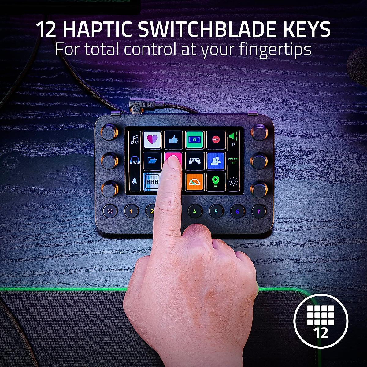 Razer Stream Controller: All-In-One Keypad for Streaming - 12 Haptic Switchblade Keys - 6 Tactile Analog Dials - 8 Programmable Buttons - Designed for PC & Mac Compatibility