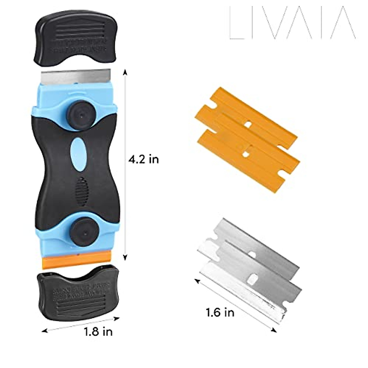 Hob Scraper Tool Set: Glass Stove Cleaner 6 Blades – 3 Stainless Steel Blades, 3 Plastic Blades – Induction Hob Oven Cleaner – LIVAIA Cooktop Cleaner