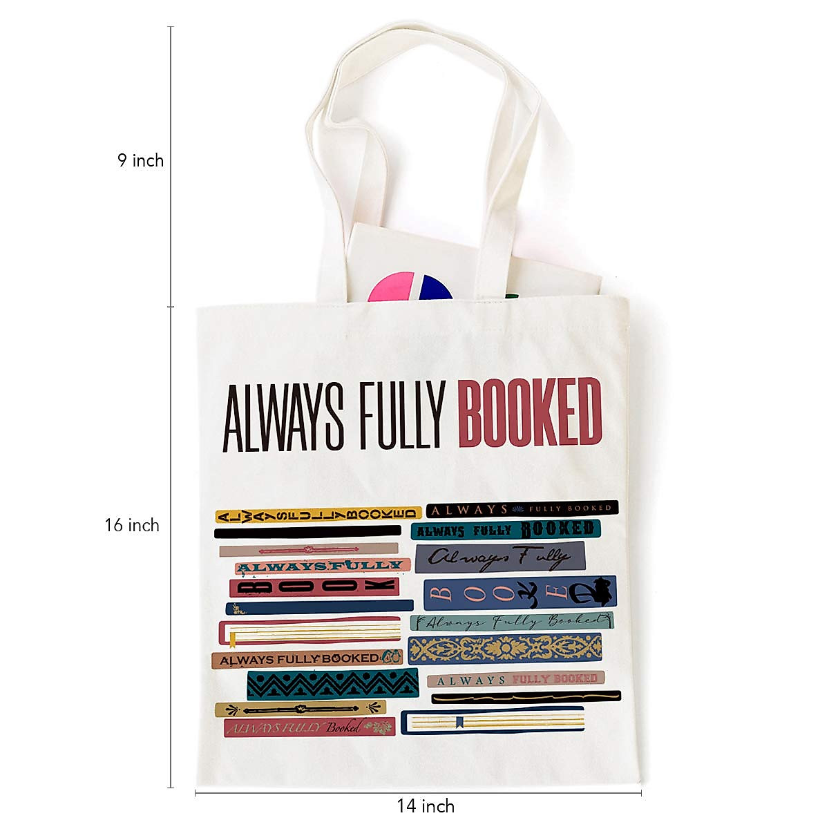 IHopes+ I want to always fully book reusable tote bags Fun library canvas tote bags for lovers, bookworms, men, women, friends for gifts