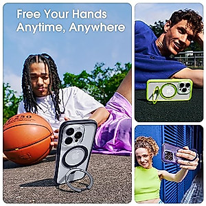 CASEKOO Air-Filled Designed for iPhone 14 Pro Case with Magnetic Invisible Stand [16FT Military Drop Protection] [Compatible with MagSafe]Clear Shockproof Phone Cases for Men Women 6.1 Inch 2022,Black