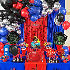 Red Blue Black Balloon Arch Kit, Spider Balloon Arch Kit, Red Blue and Black Balloons Hero Theme Party Decorations, Spider Balloon Arch for Boys Birthday Baby Shower Hero Theme Party