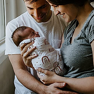 Bamboo Muslin Baby Swaddle Blankets, Ultra Soft Organic Cotton Receiving Blankets Wrap for Boys & Girls - Large 47 x 47 inches, Cute Prints&Solid Color Newborn Swaddle Blankets, 2 Pack