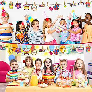 60 Pieces 60's Hippie Groovy Party Tie Dye Birthday Party Decoration Cutouts Accents Hippy Retro Flower Cutouts Peace Sign Cutouts 60's Vibe Party Wall Decoration Cutouts