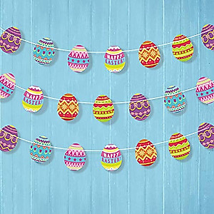 Cheerland 4 Packs Colorful Easter Egg Garland Kit Happy Easter Party Decorations Hanging Easter Egg Paper Cutout for Easter Brunch Décor Dinner Bunting Banner Photo Backdrop for Spring Fling