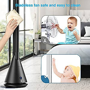 ULTTY Bladeless Tower Fan 90° Oscillating Fan with Remote, Quiet Cooling, 12 Modes, 8H Timer, Space-Saving, LED Display with Touch Control, 40” Portable Floor Bladeless Fan for Bedroom Home, Black