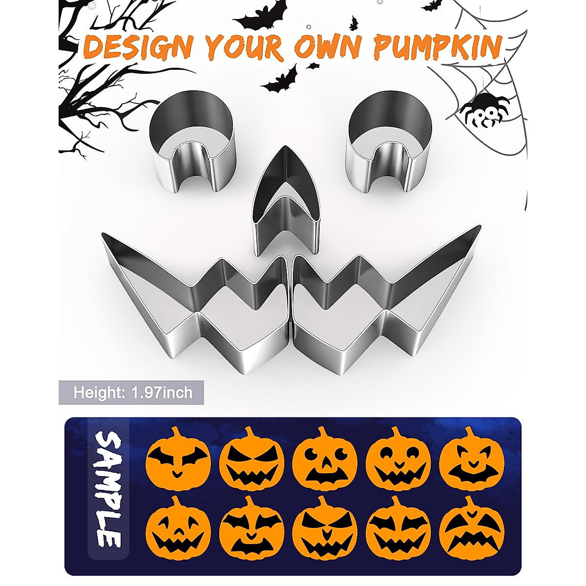 Fenvella Pumpkin Carving Kit for Kids, Safe Pumpkin Carving Tools Heavy Duty Stainless Steel Pumpkin Carver Set, DIY Halloween Pumpkin Carving Stencils, Professional Carving Kit Adults