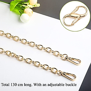 BEAULEGAN Purse Chain Strap - Replacement Shoulder Crossbody Bag with Adjustable Buckle - 51 inches Long(Gold)