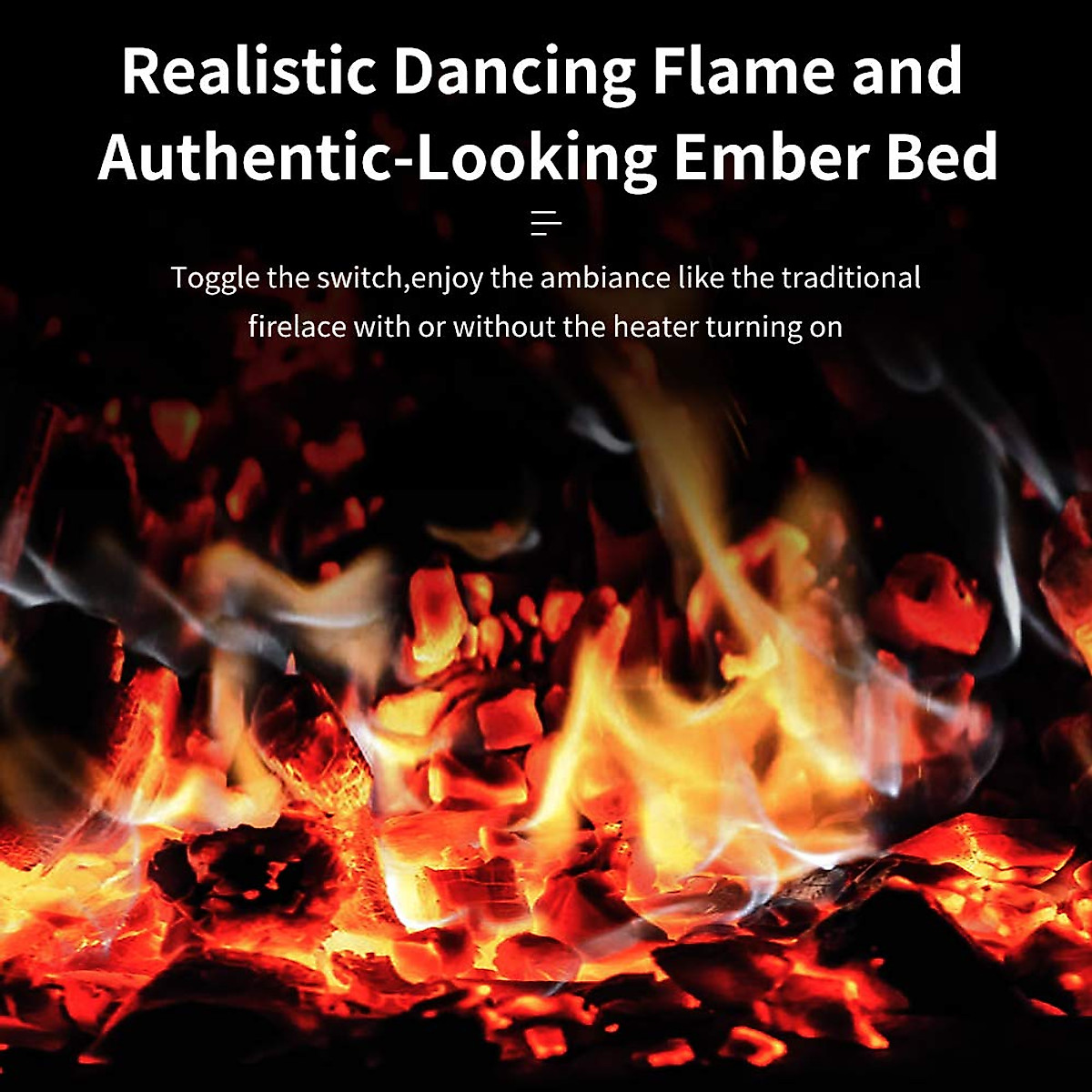 Electric Fireplace Heater, 20" Indoor Fireplace Stove with Thermostat & Realistic Flame Effect, 1500W Freestanding Portable Space Heater, Overheat Auto Shut Off Safety Function, CSA Certified