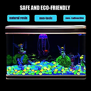 QIAONIUNIU 100 Pcs New Colorful Glow in The Dark Pebbles Stones Rocks for Fish Tank Aquarium Garden Walkway