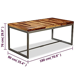 YPWRENH Decorative Tables Kitchen Tables Dining Table Solid Sheesham Wood and Steel 70.9" for Dining Room, Kitchen or Living Room