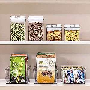 Vtopmart 2 Pack Food Storage Organizer Bins, Clear Plastic Storage Bins for Pantry, Kitchen, Fridge, Cabinet Organization and Storage, 2 Compartment Holder for Packets, Snacks, Pouches, Spice Packets