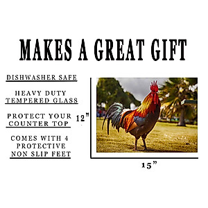 Farm Animal Rooster Barnyard Kitchen Glass Cutting Board Barn Decorative Gift Farmhouse Ranch Design