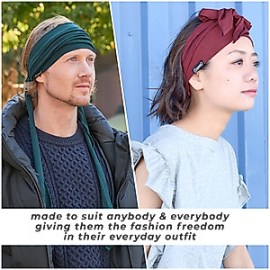 CHARM Japanese Headband Pirate Bandana - Men Ninja Head Wrap Women Hair Band Maroon