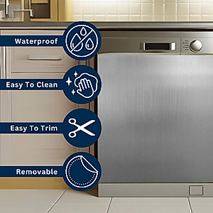 Instant Stainless Steel Magnetic Dishwasher Cover, Reusable Decal for Front Panel, Dishwasher Magnet Cover, Appliance Wrap Skin, 23.5” x 30”