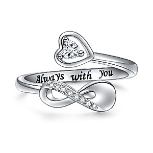 HOOHWE Cremation Ring for Ashes - Sterling Silver Infinity Mini Urn Ring Heart Shape Hold Loved Ones Ashes Always With You Memorial Keepsake Locket Rings for Human/Pet Ash Memorial Jewelry for Women