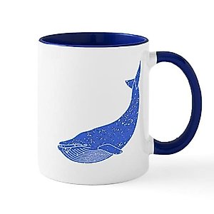 CafePress Distressed Blue Blue Whale Mugs Ceramic Coffee Mug, Tea Cup 11 oz