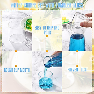 Clear Bedside Water Carafe Set 17.5 oz Night Water Carafe with Glass Bedside Carafe with Cup Nightstand Water Carafe Water Pitcher Carafe Mouthwash Decanter with Tumbler for Bedroom Table (1 Pack)