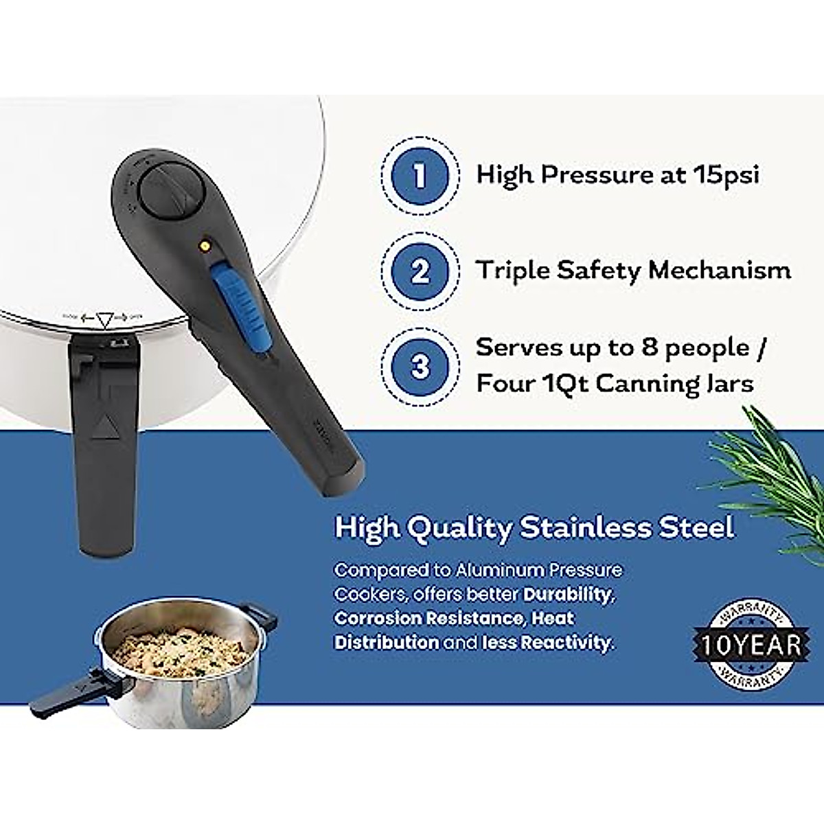 Zavor ZPot 10 Quart 15-PSI Pressure Cooker and Canner - Polished Stainless Steel (ZCWSP03)