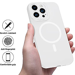 MYY Magnetic for iPhone 13 Pro Max Case,Silicone Shockproof Phone Case[MagSafe-Compatible] Soft Anti-Scratch Microfiber Lining Full Camera Lens Protection Cover 6.7'' (White)