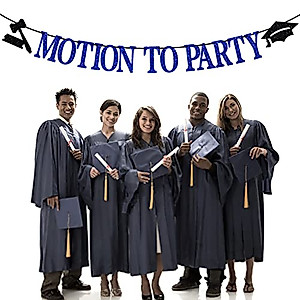 Motion to Party Banner, Congrats Lawyer/Future Lawyer Bunting Sign, Law School Survivor Graduation Party Decoration Supplies, Blue and Black Glitter