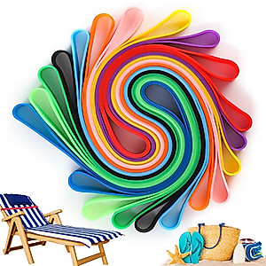 10 Pcs Towel Bands Silicone Rubber Bands, Books Outdoor Gear Packing Chair Bands Beach Towel Clips, Stretchable Towel Bands for Beach Chairs Cruise Essentials (Colorful)