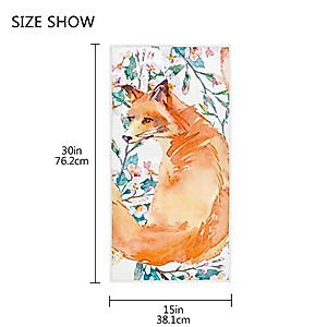 HUSSRITY Fox and Flower Branches Towels Super Soft Hand Towel Highly Absorbent Washcloths Quick Dry Bath Towel 30x15 Inch Durable Lightweight