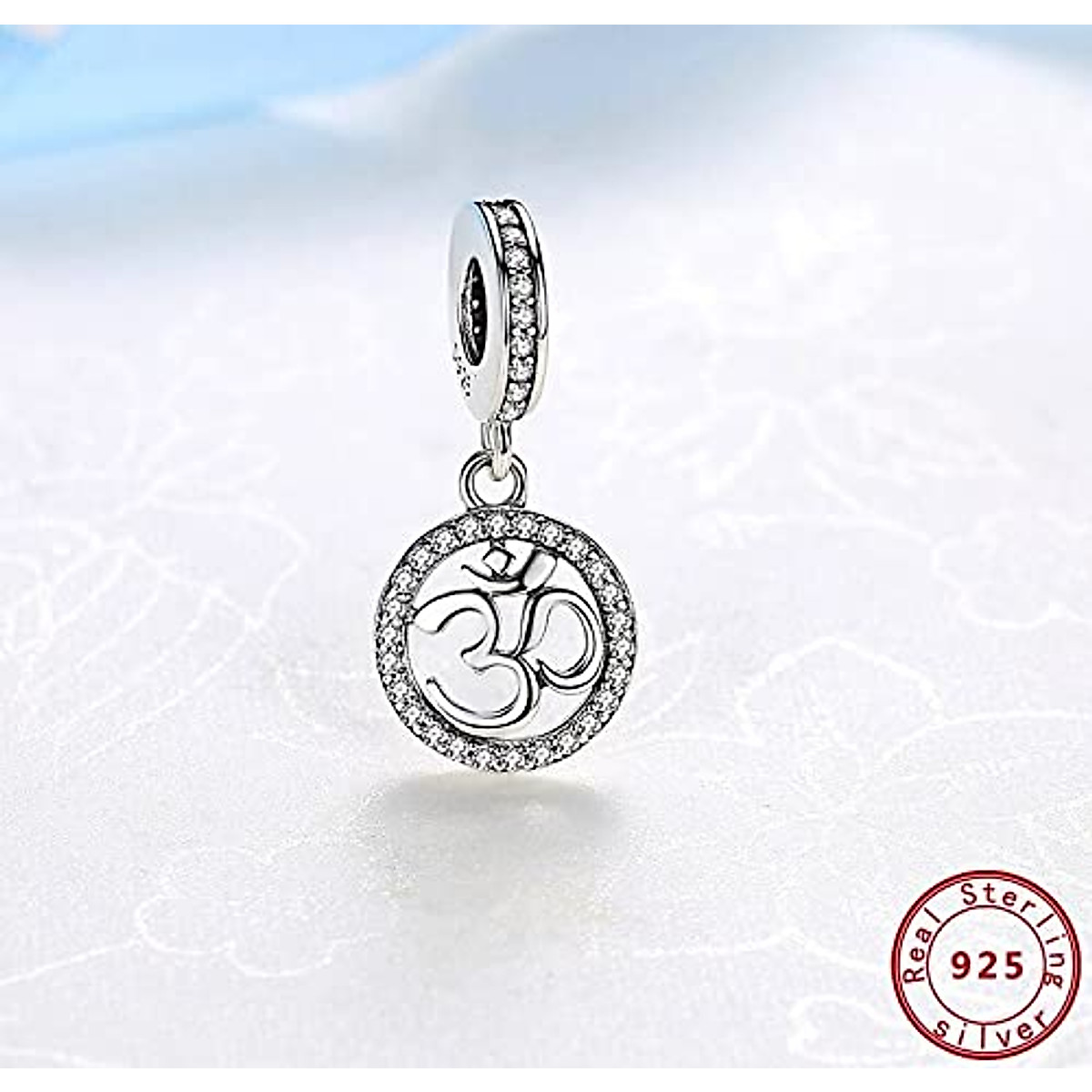 Om Ohm Aum Symbol Hindu Yoga Mediation 925 Sterling Silver Charm Bead Pendant fits Pandora Bracelets & Necklaces & More