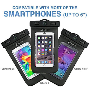 Voxkin Premium Quality Universal Waterproof Case with Armband, Compass, Lanyard - Best Water Proof, Dustproof, Snowproof Pouch Bag for iPhone 12 Pro Max, 12 Mini, S21 Ultra, S20, OnePlus 8, Pixel 5