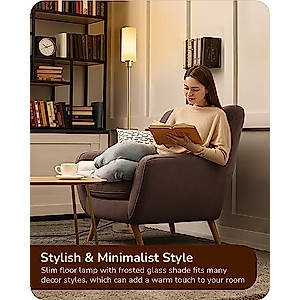 EDISHINE LED Corner Floor Lamp with Glass Lampshade, Modern Dimmable Lamp with Remote, 5 CCT, 65" Tall Standing Light for Living Room, Bedroom, Office, Bulb Included (Gold)