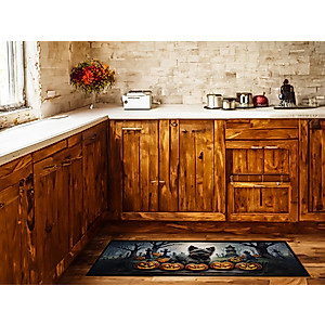 Caroline's Treasures Cairn Terrier Spooky Halloween Runner Mat 28x58 Front Door Mat Indoor Outdoor Rugs for Entryway Hallway Foyer Non Slip Washable Wide Doormat