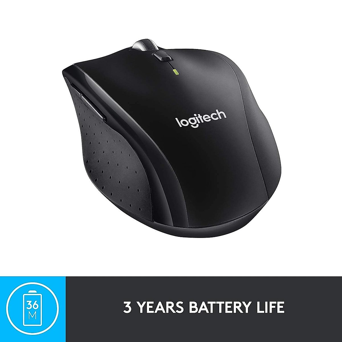 Logitech M705 Wireless Marathon Mouse for PC - Long 3 Year Battery Life, Ergonomic Shape with Hyper-Fast Scrolling and USB Unifying Receiver for Computer and Laptop - Black (Renewed)