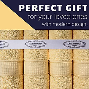 LA HAMMAM 6 Piece Towel Set - 2 Bath Towels, 2 Hand Towels, 2 Washcloths for Bathroom, College Dorm, Kitchen, Shower, Pool, Hotel, Gym & Spa | Soft & Absorbent Turkish Cotton Towel Sets - Yellow