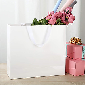 PACKHOME 6 Extra Large Gift Bags 17.5x6x16 Inches, White Premium Gift Bags with Handles for Gift Giving (Glossy White)