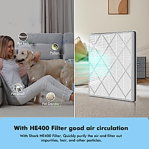 1 Pack HE401 Filter Replacement for Shark Air Purifier 4, HE401 HE402 HE405 HE400 Filter with Pre-Filter, Activated Carbon Filter and H13 True HEPA Filter