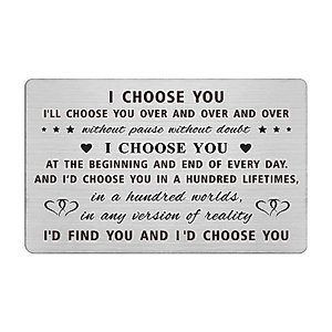Jzxwan I Choose You Gift, Romantic Christmas Anniversary Card, Meaningful Wedding Day Gift for Groom from Bride, Personalized Marriage Anniversary Valentine's Card, Sentimental Gifts for Men